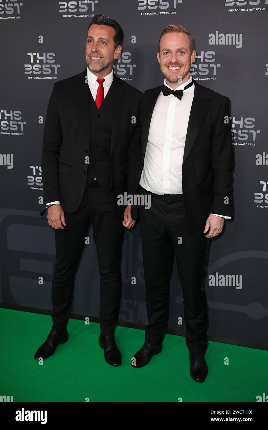 London, England, 15th January 2024. Edu Gaspar (R) and Jonas Eidevall ...