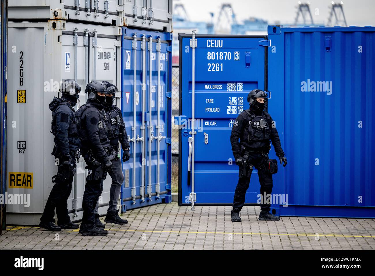 ROTTERDAM - A special team during a demonstration of Customs' working ...