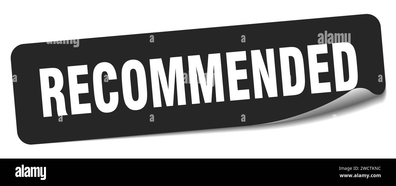 recommended sticker. recommended rectangular label isolated on white ...