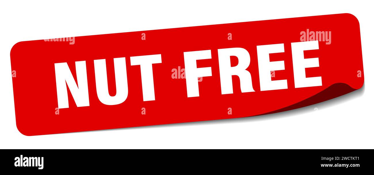 nut free sticker. nut free rectangular label isolated on white ...
