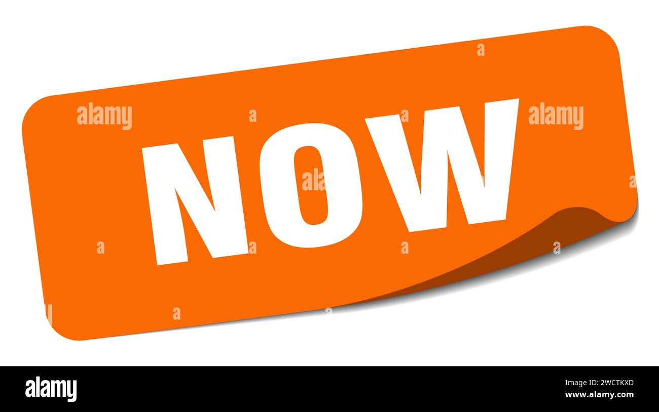 now sticker. now rectangular label isolated on white background Stock ...