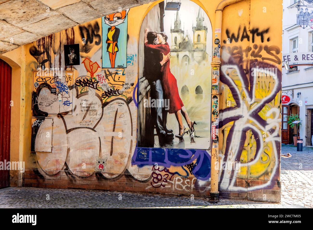 Photograph taken in Prague, Czech Republic, featuring graffiti on a ...