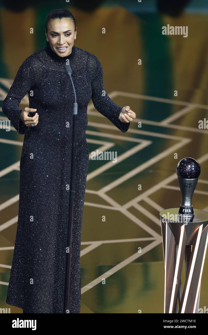 London, England, 15th January 2024. FIFA Special Award Winner, Marta Vieira da Silva during The ...