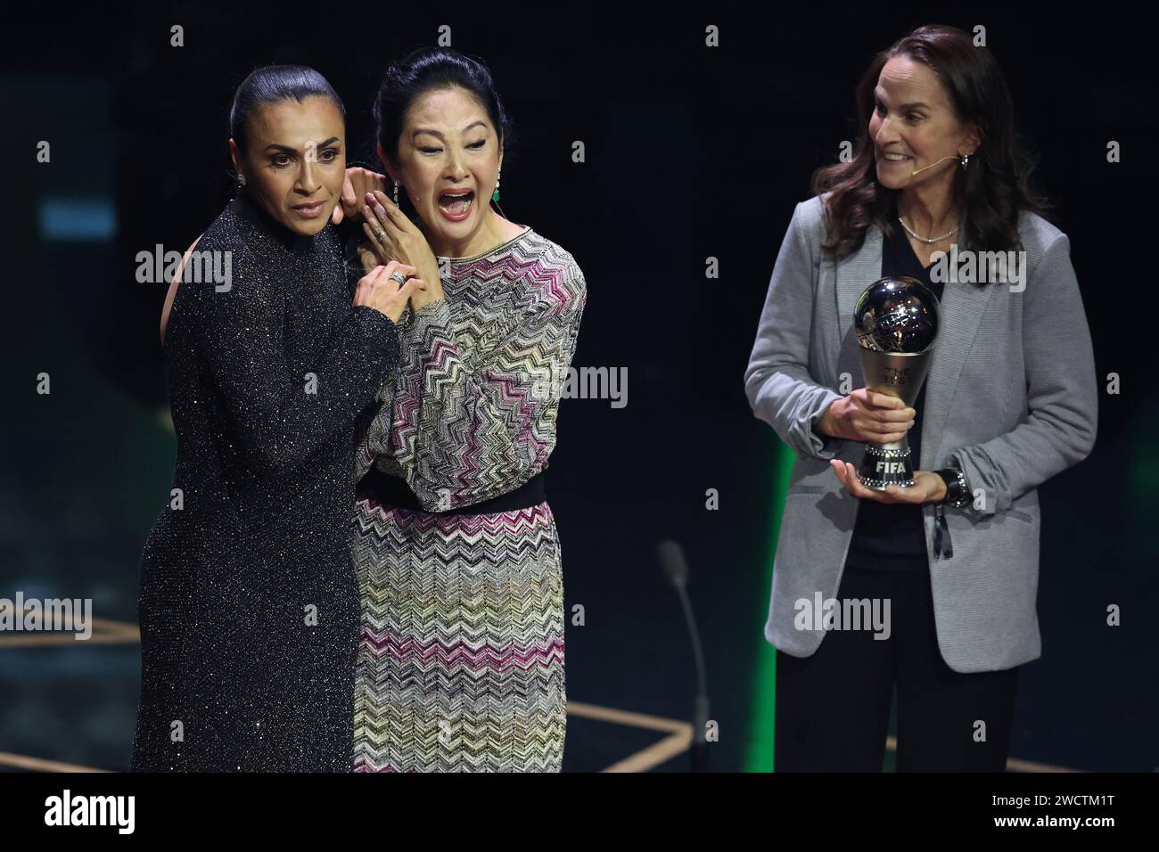 London, England, 15th January 2024. FIFA Special Award Winner, Marta Vieira da Silva (L) and ...