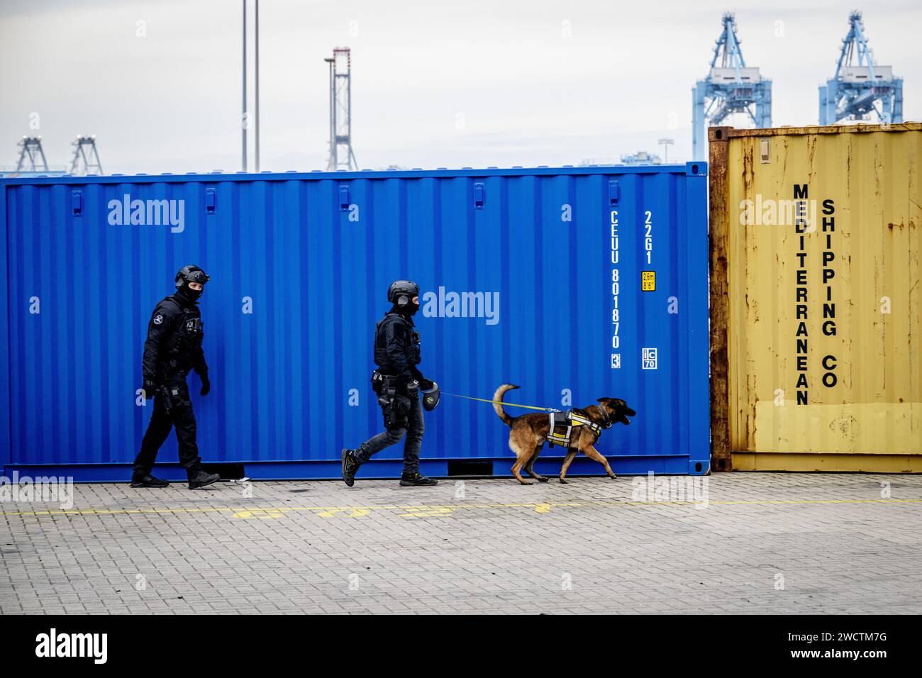 ROTTERDAM - A special team during a demonstration of Customs' working ...