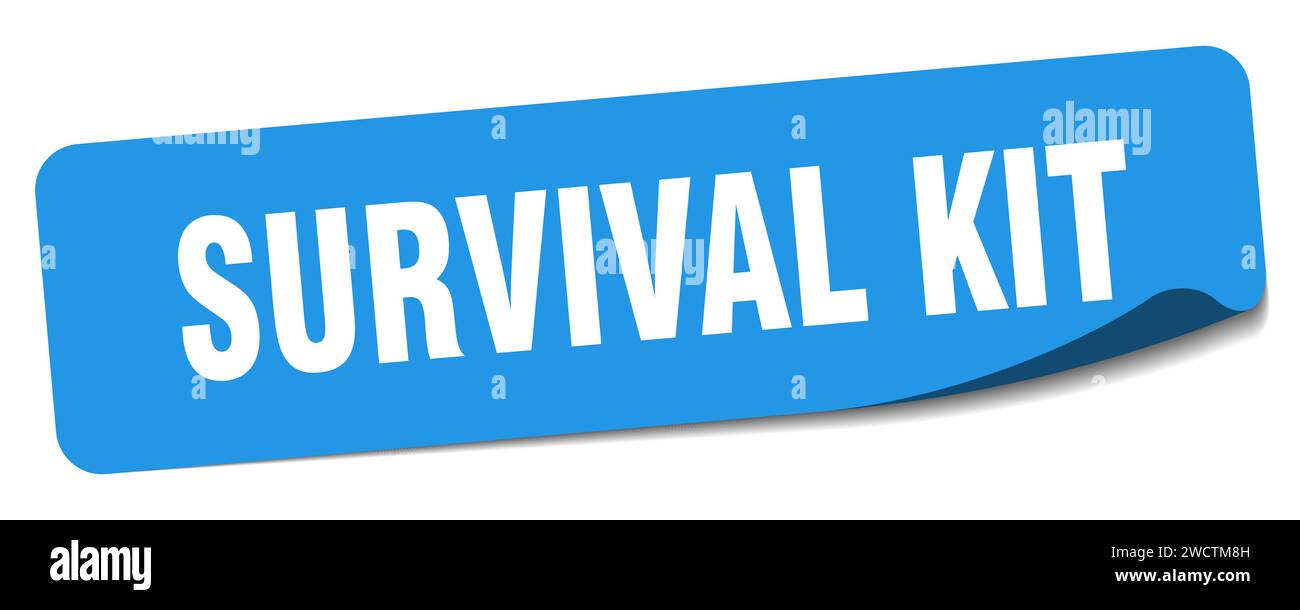 survival kit sticker. survival kit rectangular label isolated on white ...