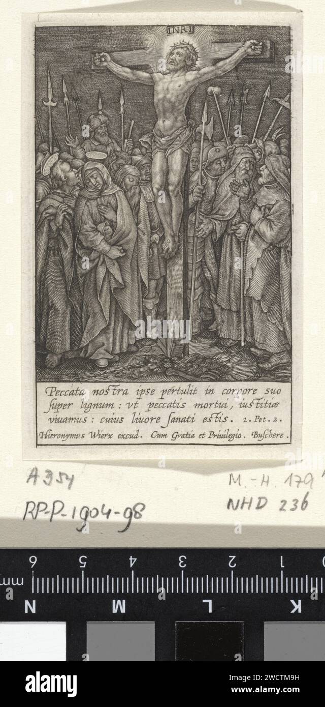 Christ on the Cross, Hieronymus Wierix, 1563 - Before 1619 print Christ on the cross. Maria ...