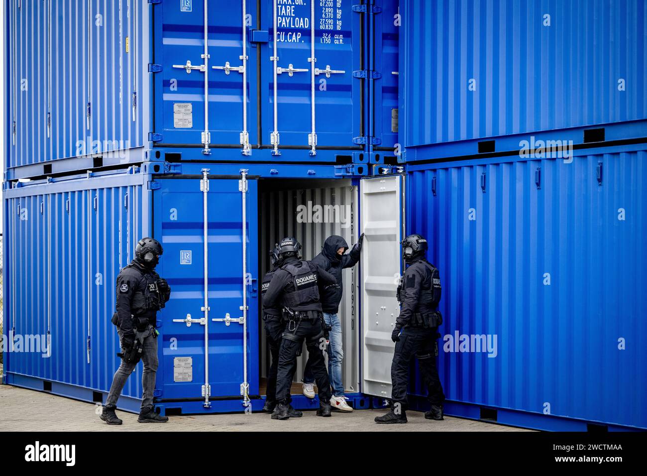 ROTTERDAM - A special team during a demonstration of Customs' working ...