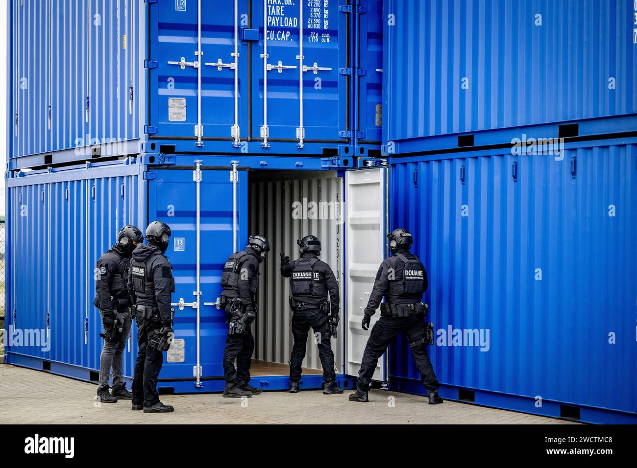 ROTTERDAM - A special team during a demonstration of Customs' working ...
