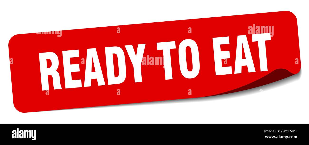 ready to eat sticker. ready to eat rectangular label isolated on white ...