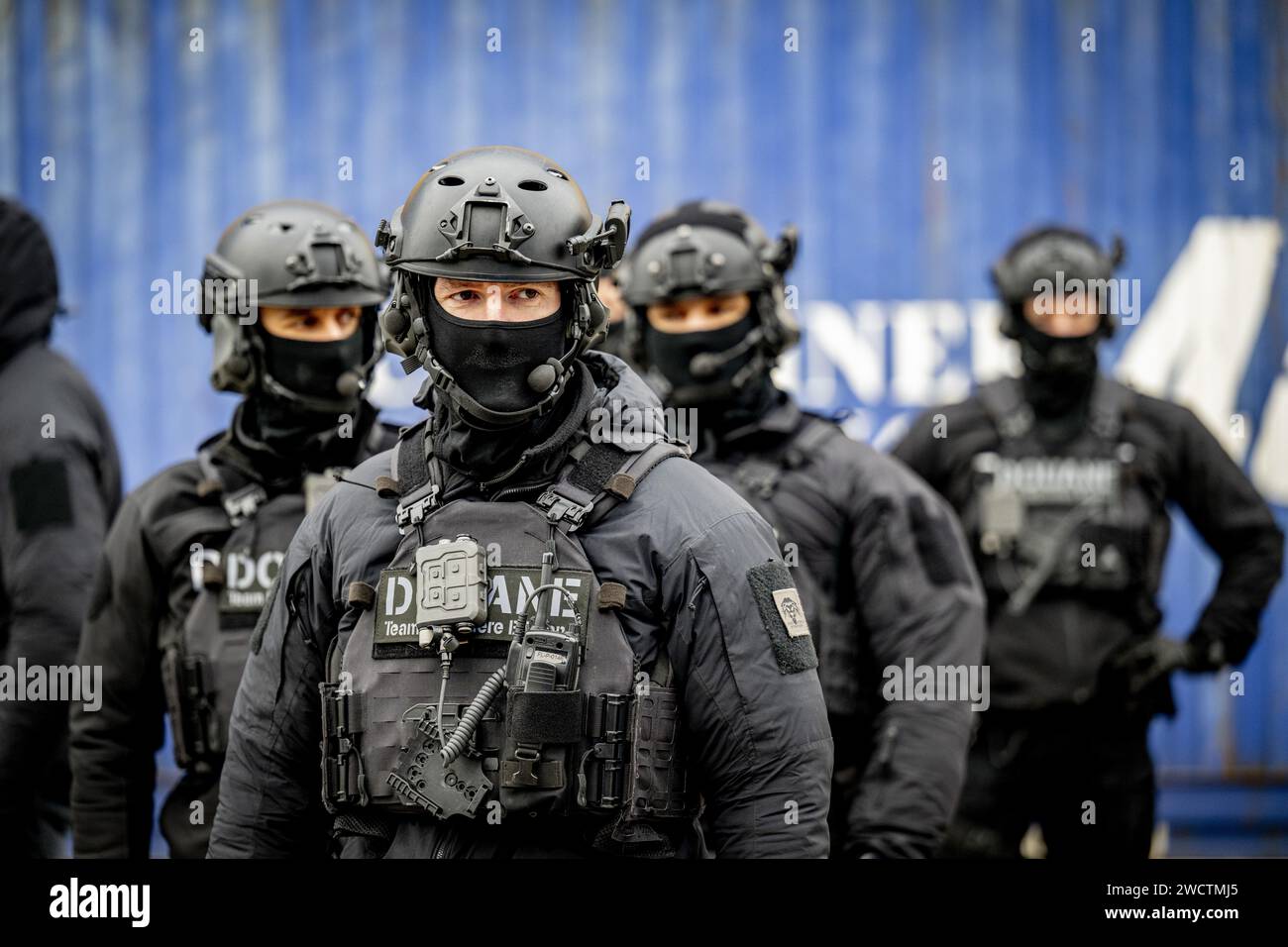 ROTTERDAM - A special team during a demonstration of Customs' working ...