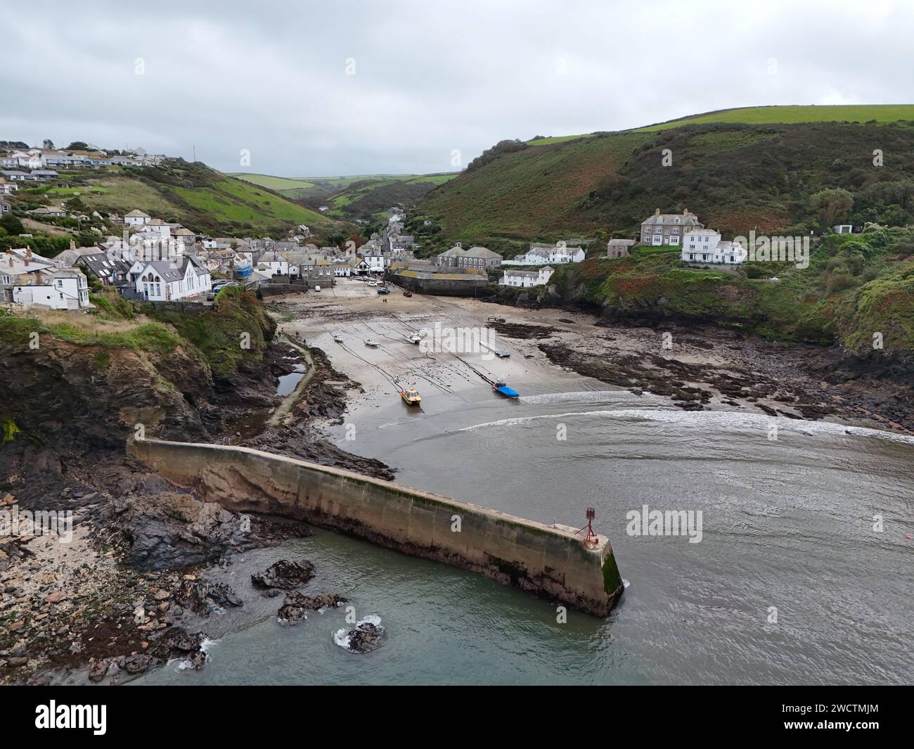 Port Isaac Cornwall UK drone , aerial , view from air Stock Photo - Alamy