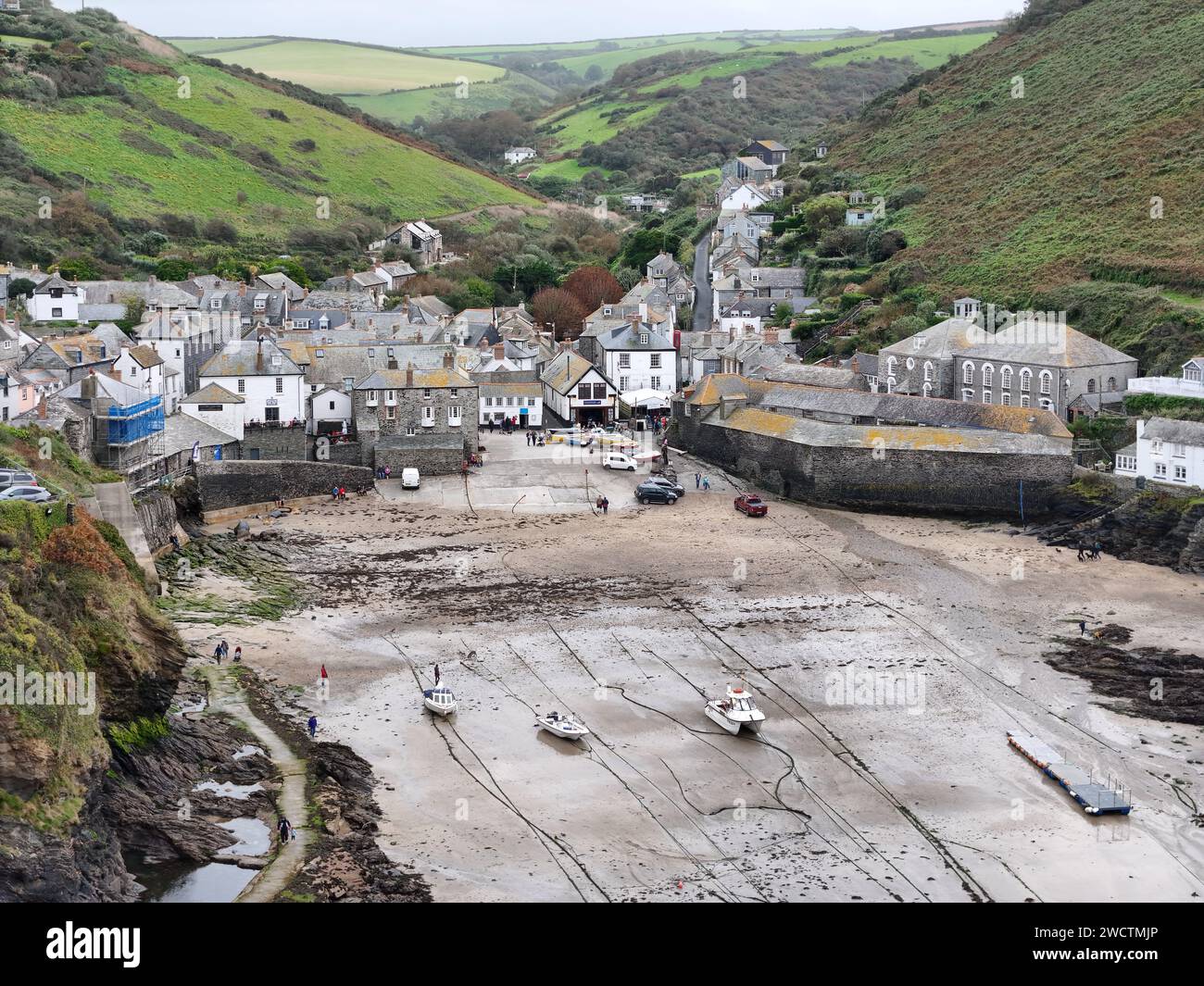 Port Isaac Cornwall UK drone , aerial , view from air Stock Photo - Alamy