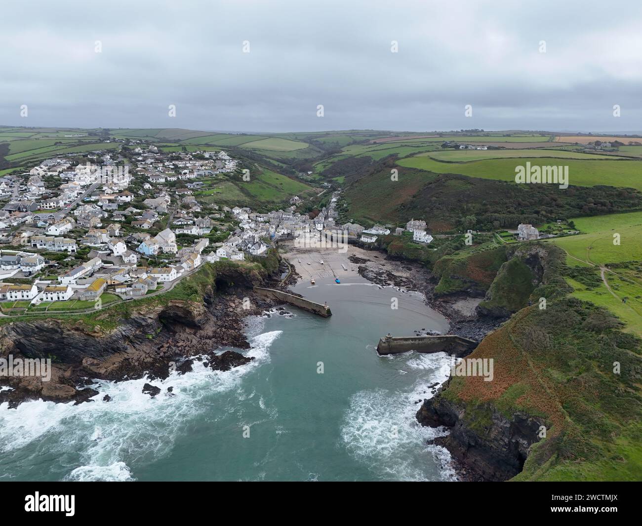 Port Isaac Cornwall UK drone , aerial , view from air Stock Photo - Alamy