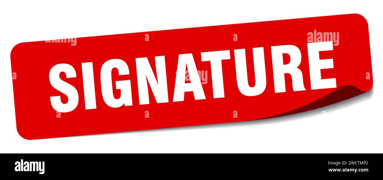 signature sticker. signature rectangular label isolated on white ...