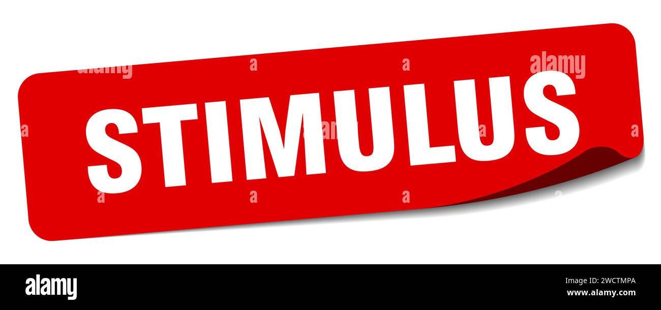 stimulus sticker. stimulus rectangular label isolated on white ...