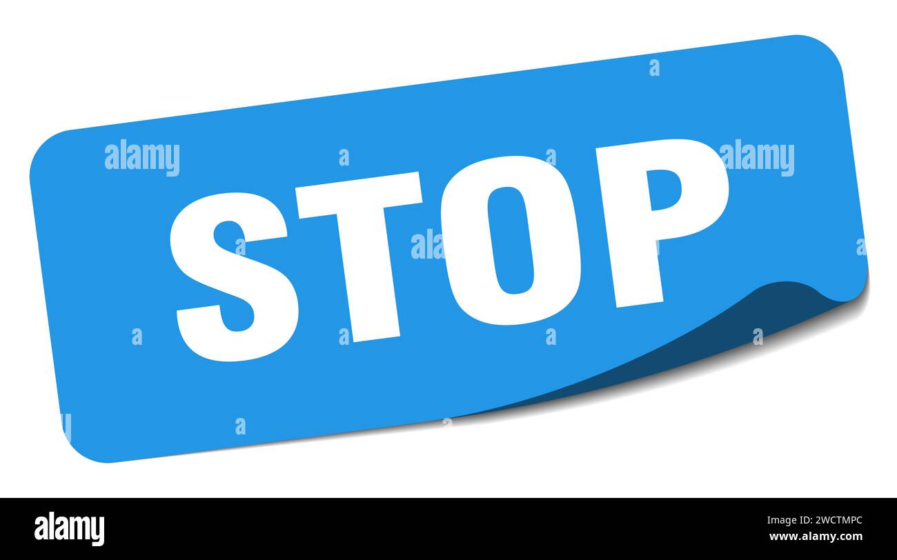 stop sticker. stop rectangular label isolated on white background Stock ...