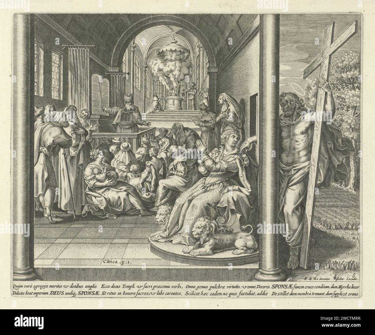 Christ touches his bride, Anonymous, After Johann Sadeler (I), After Maerten de Vos, 1643 print ...