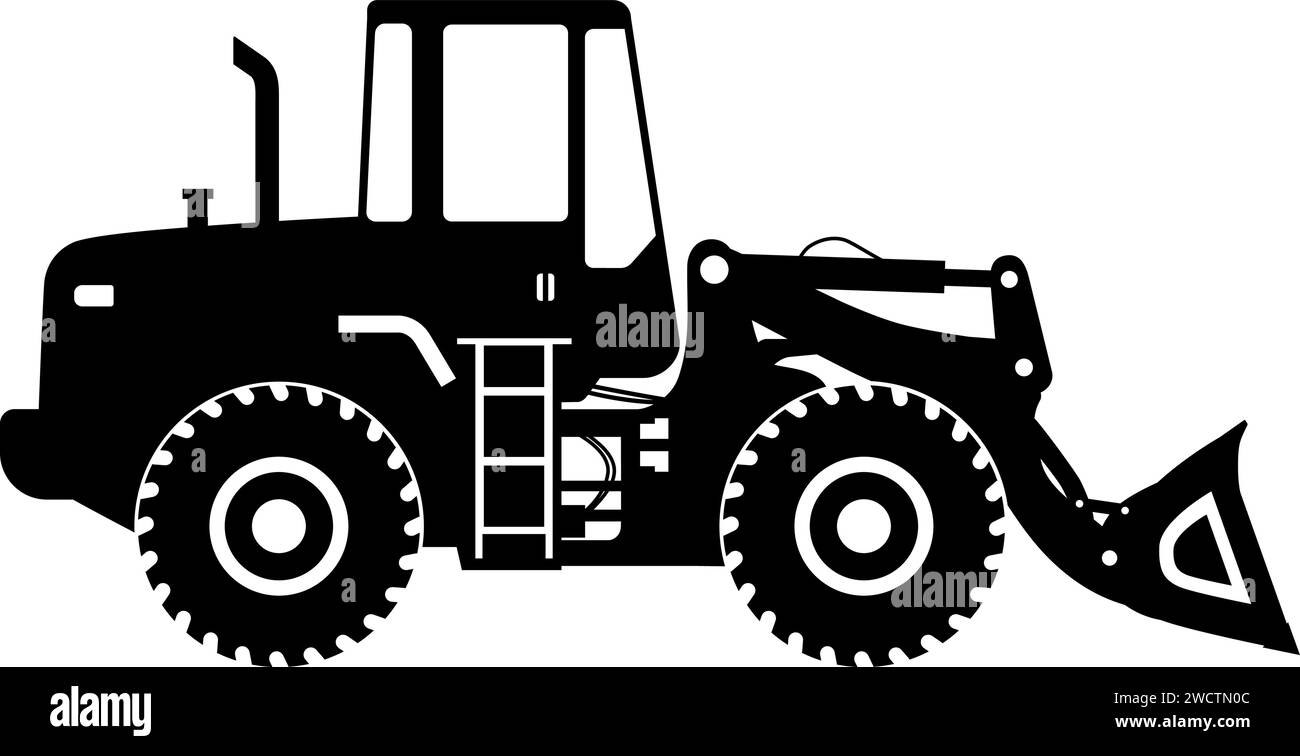 Silhouette of Wheel Loader Icon in Flat Style Stock Vector Image & Art ...