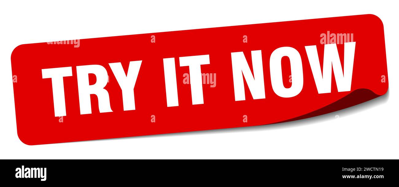 try it now sticker. try it now rectangular label isolated on white ...