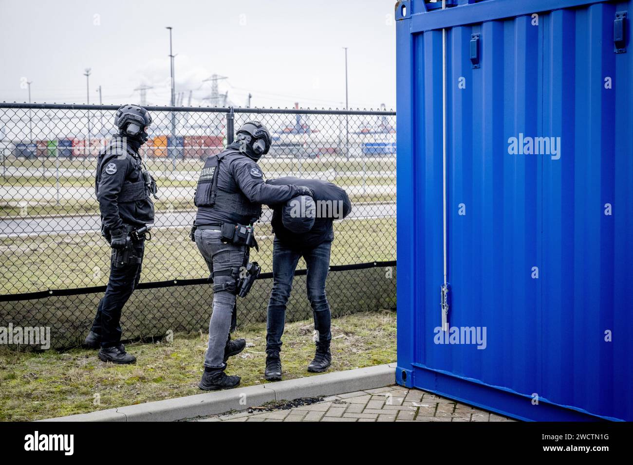ROTTERDAM - A special team during a demonstration of Customs' working ...