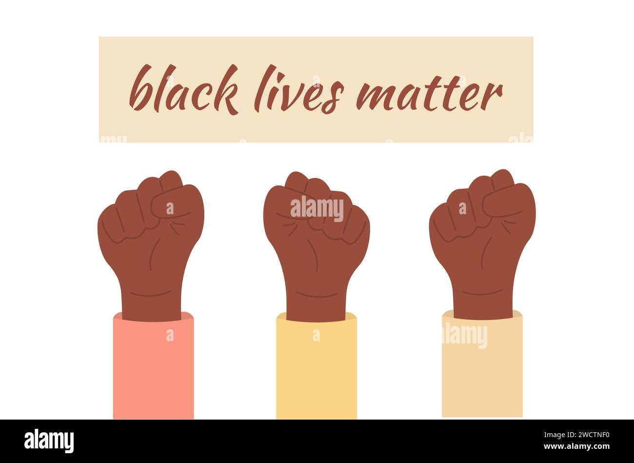 Black lives matter. Hands in protest raised up into air. I can not ...