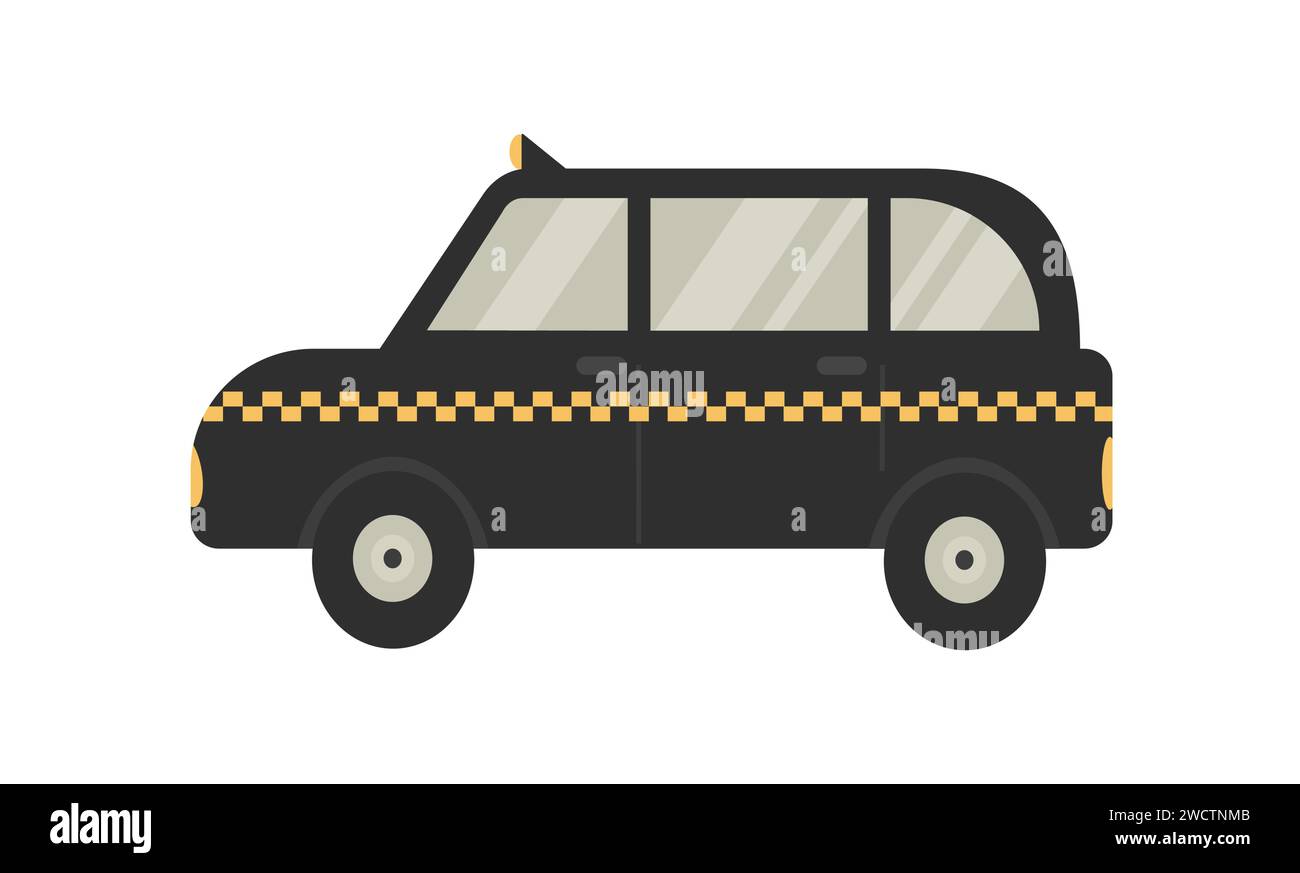 An icon of flat black taxi cab in cartoon style. Business vector ...