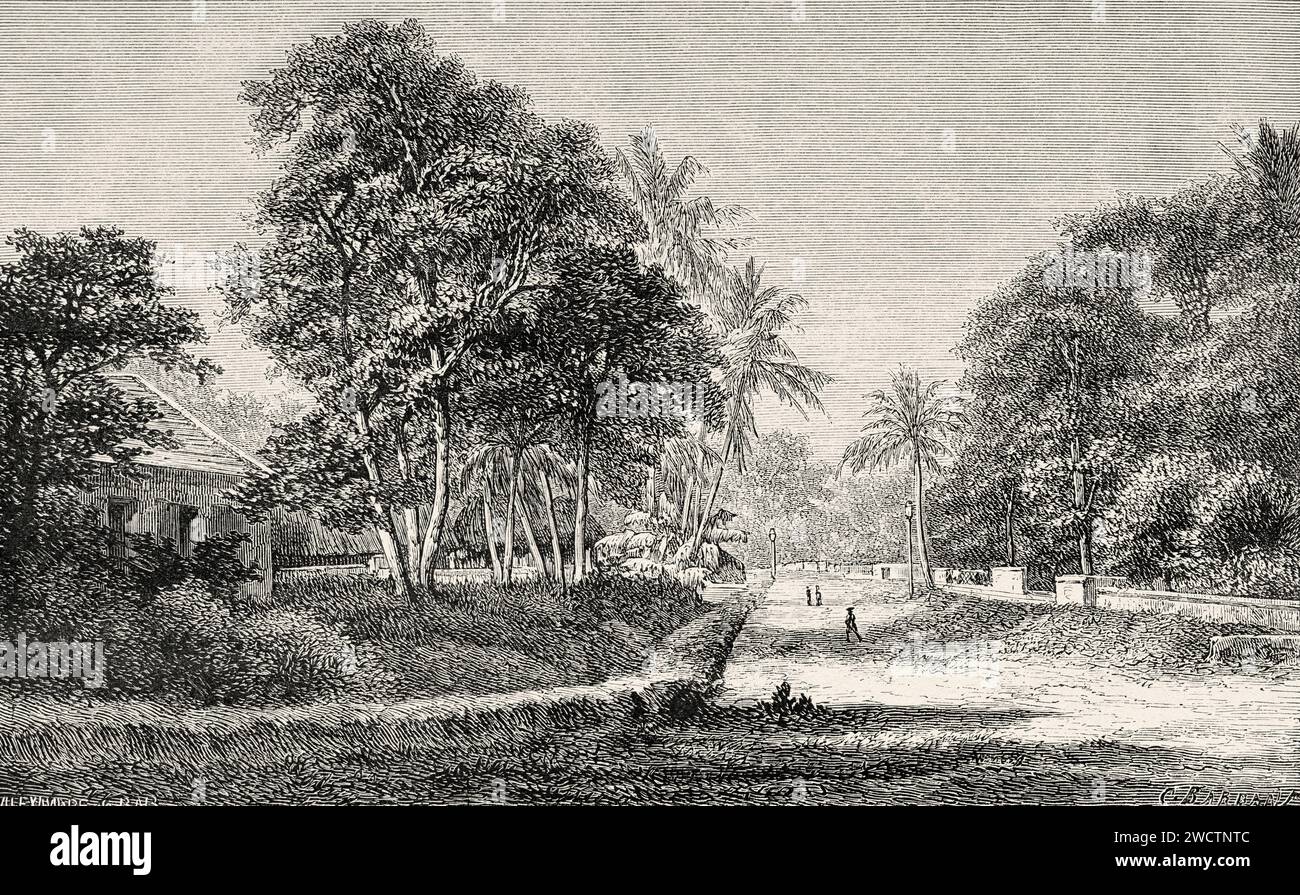 Old avenue in the ancient city of Batavia. Jakarta, Java island ...