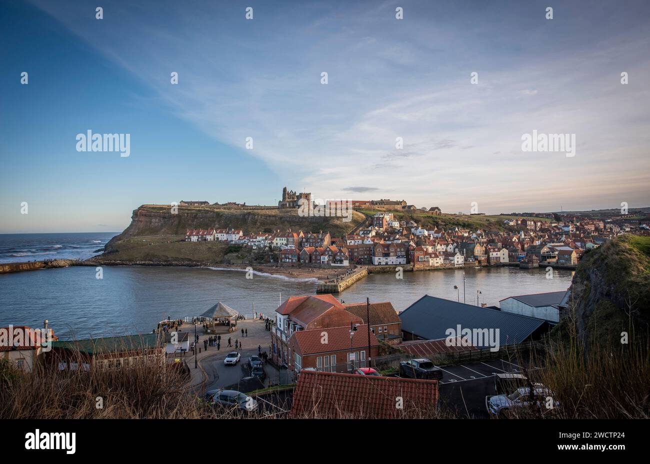 The harbour entrance viewed from the West Cliff of Whitby, North ...
