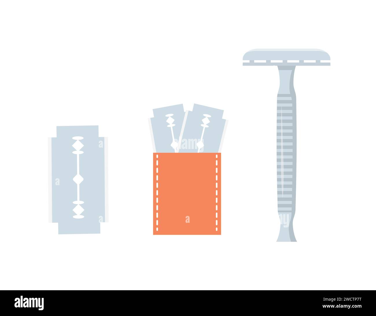 Retro flat icon with classic razor blade. Shaving razor for man. Pack ...