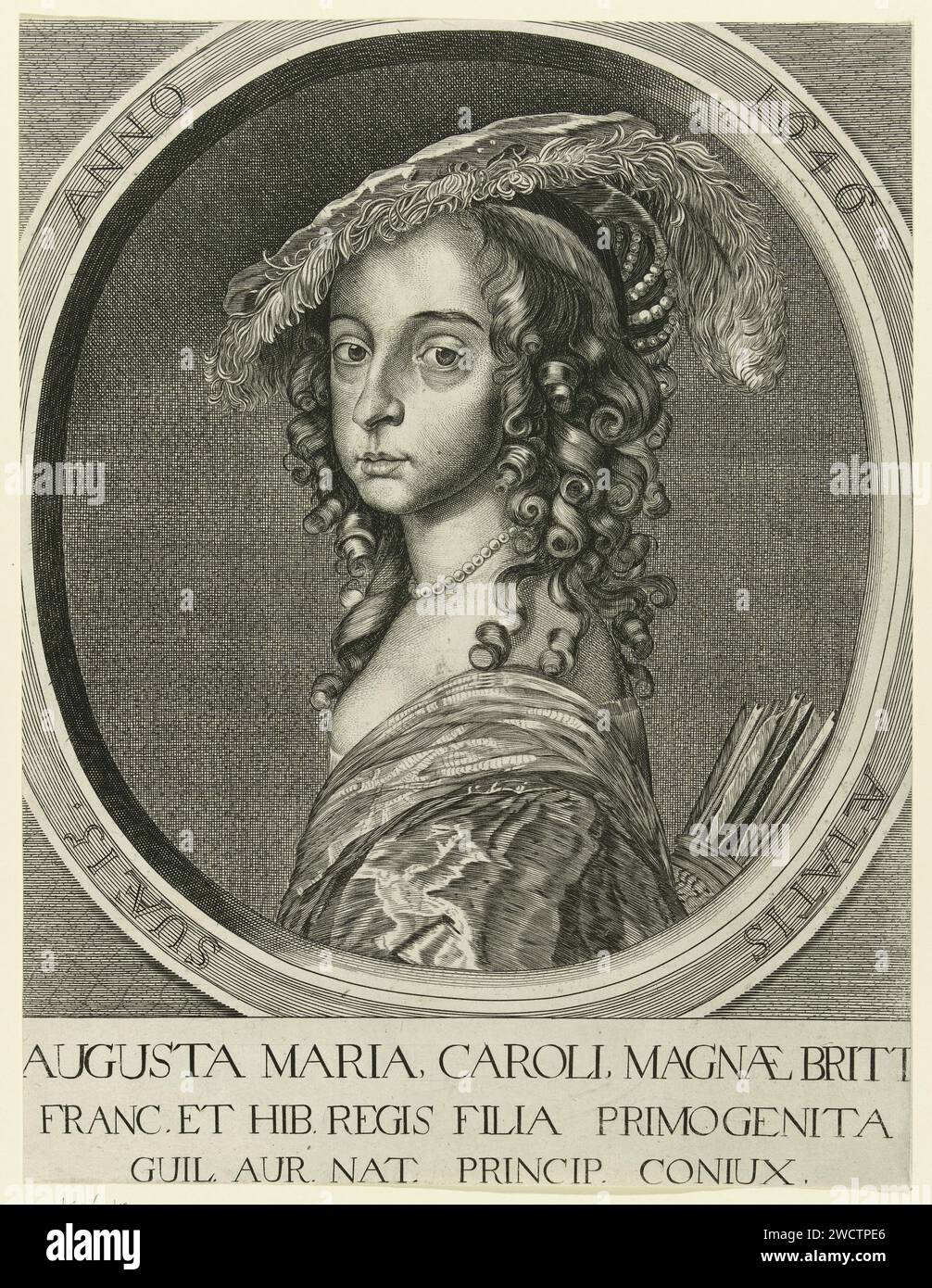 Portrait of Maria Henrietta Stuart, at the age of 15, Anonymous, 1650 ...