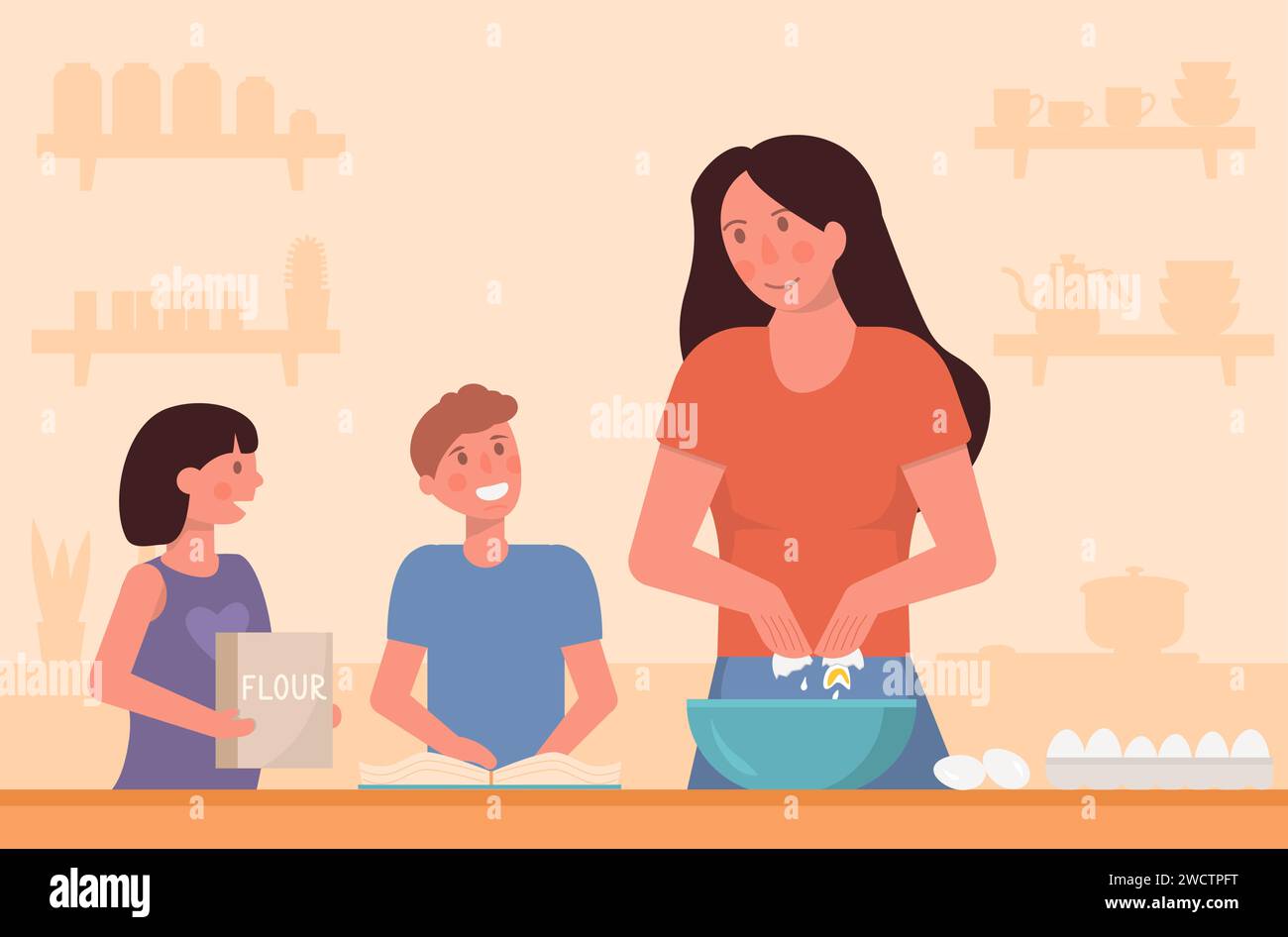 Children baking kitchen Stock Vector Images - Alamy