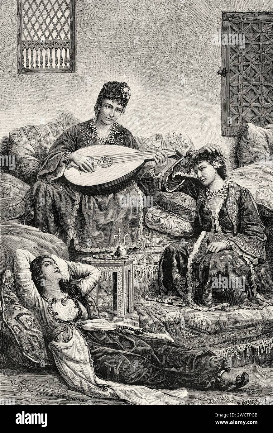 Levantine women playing music, Izmir, Anatolia, Turkey. Travel to Syria ...