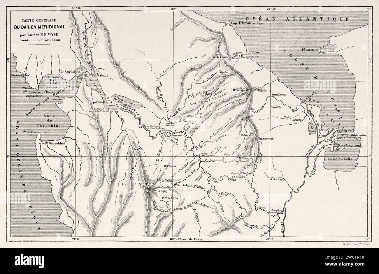 Map of Southern Darien Province. Republic of Panama. Central America ...