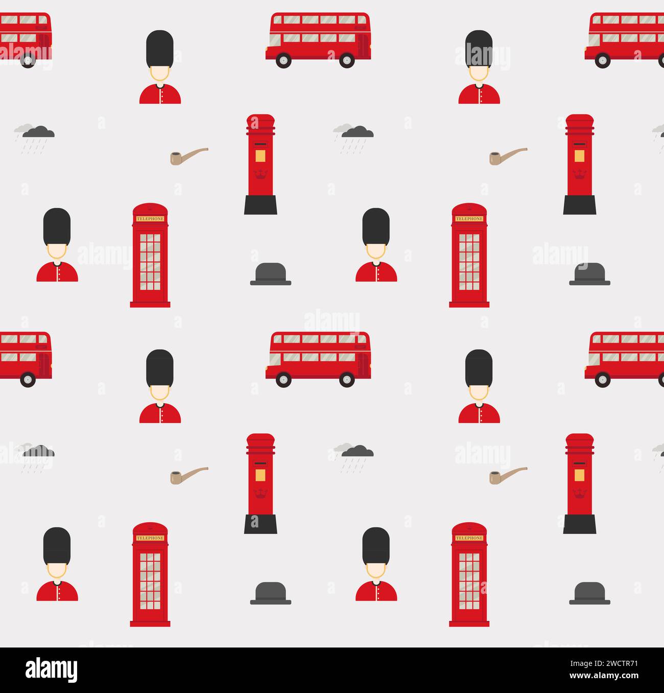 Seamless pattern of London United Kingdom tourist attractions. Flat ...
