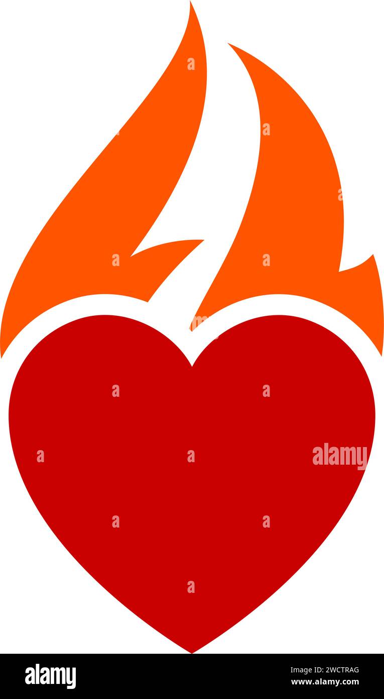 Fire flame, hot heart symbol, can be used for logo and brand name ...