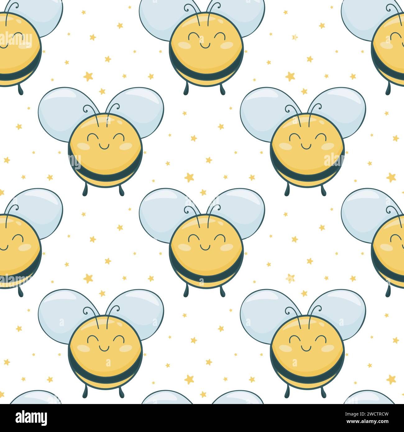 Cute bees seamless pattern vector illustration Stock Vector Image & Art ...