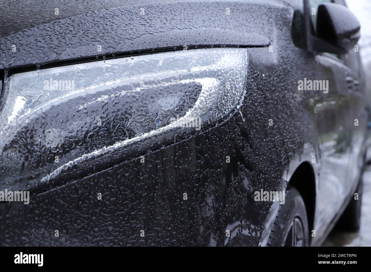 freezing rain on a car window Stock Photo - Alamy