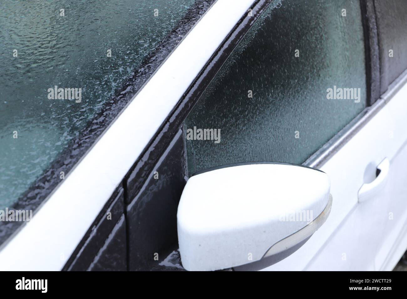 freezing rain on a car window Stock Photo - Alamy