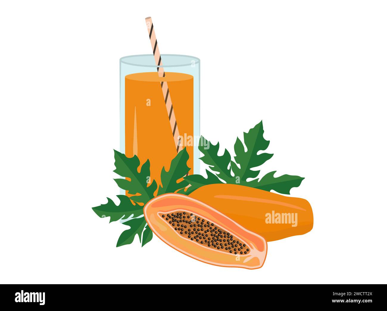A concept of papaya juice. A glass of tropical pawpaw for healthy ...