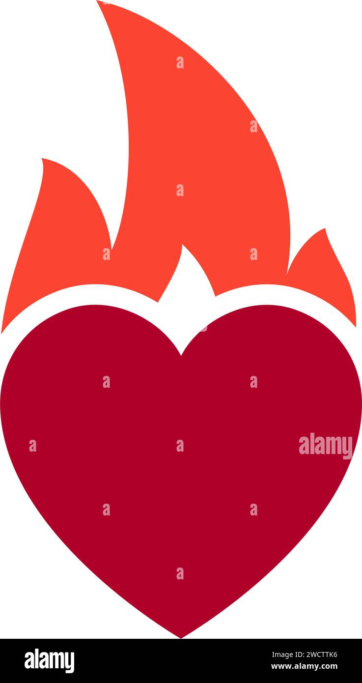 Fire flame, hot heart symbol, can be used for logo and brand name ...