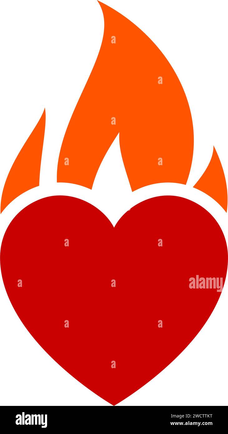 Fire flame, hot heart symbol, can be used for logo and brand name ...