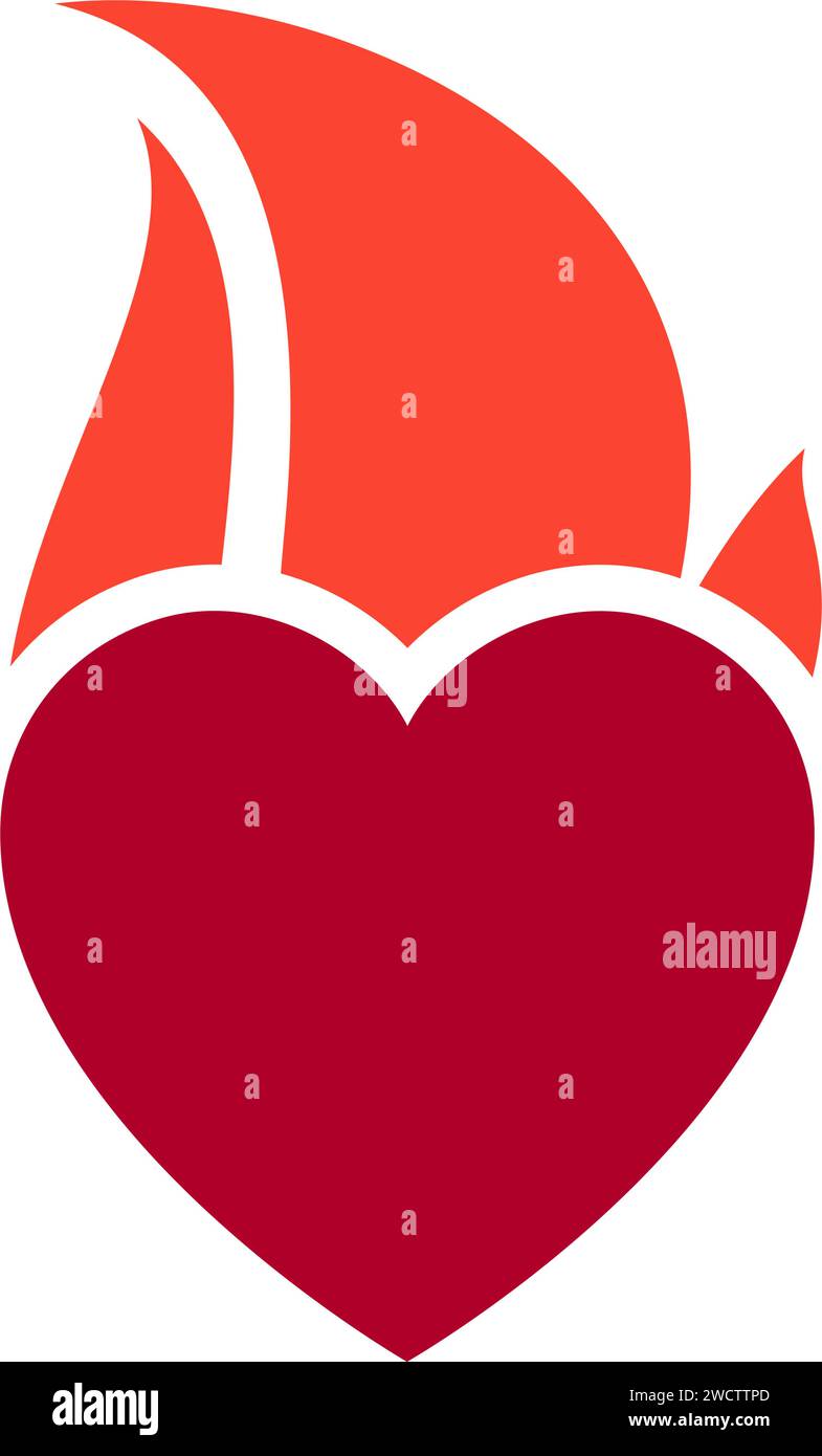Fire flame, hot heart symbol, can be used for logo and brand name ...