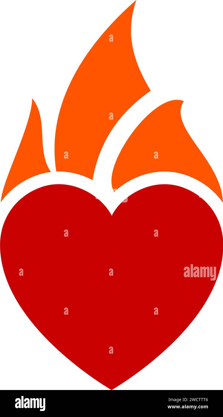 Fire flame, hot heart symbol, can be used for logo and brand name ...