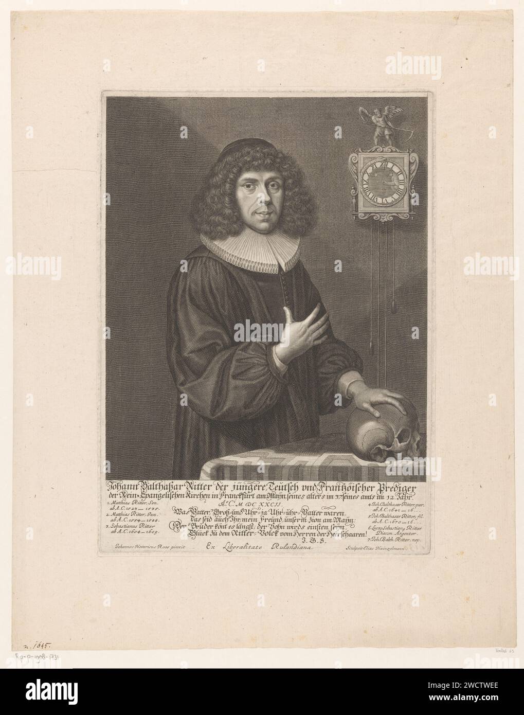 Portrait van Johann Balthasar Ritter, Elias Hainzelmann, after Johann ...