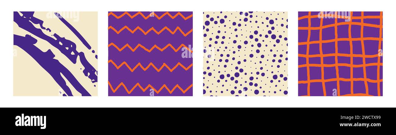 Simple Geometric Hand Drawn Irregular Patterns. Cute Colored Doodle ...