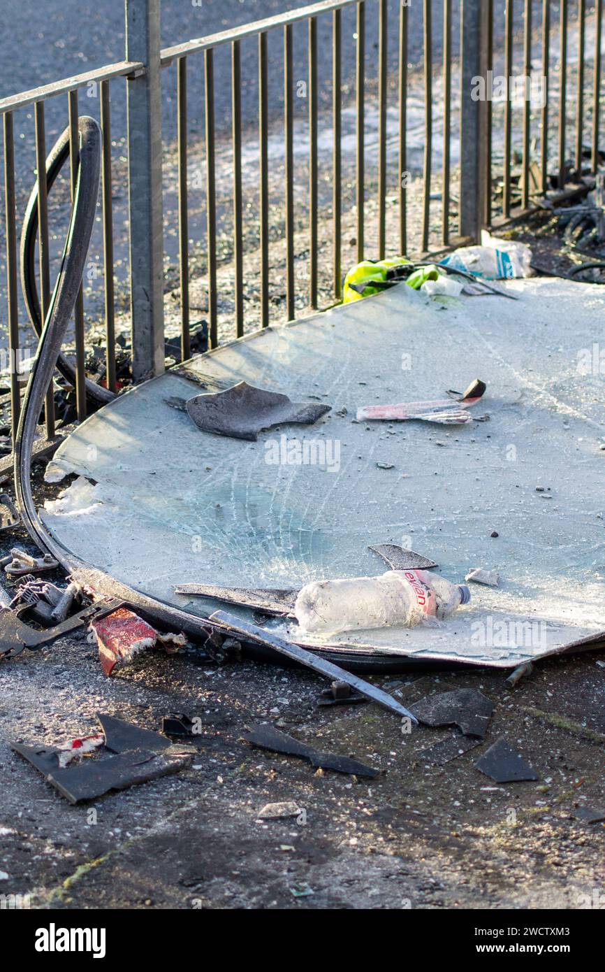 Belfast, United Kingdom, 17 01 2024, Clean up operation following a ...