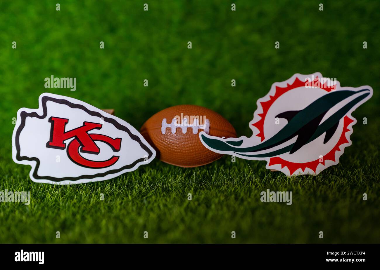 January 10, 2024, Las Vegas, USA, Emblems of football clubs ...