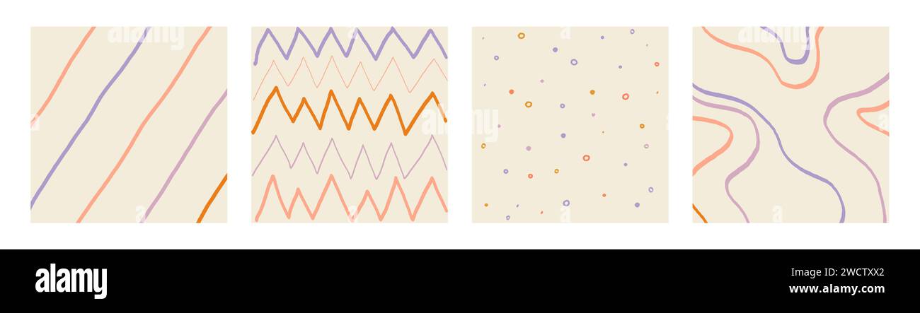 Simple Geometric Hand Drawn Irregular Patterns. Cute Colored Doodle ...