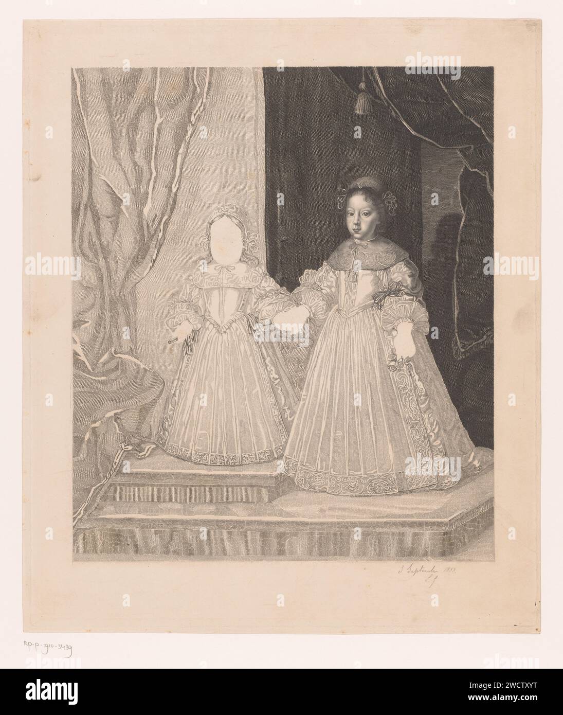 Double portrait of two unknown children, Louis Joseph Greuse, after ...